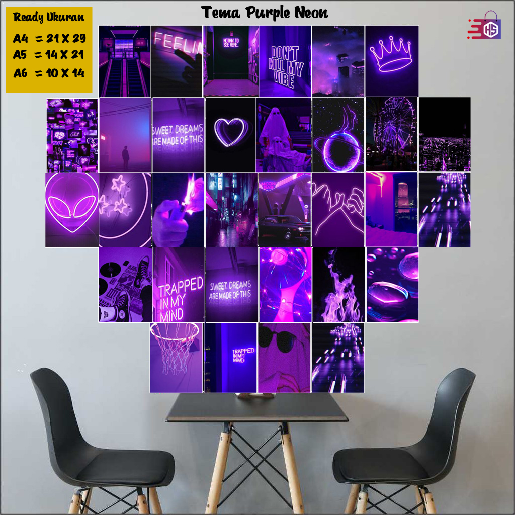 Poster Dinding Kamar Tema Neon Purple - Poster Kamar Neon Purple - Foto ...