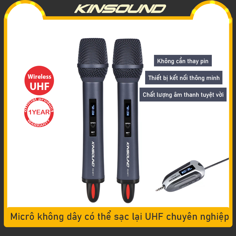 Kinsound Profesional UHF Rechargeable Wireless Microphone Cordless ...