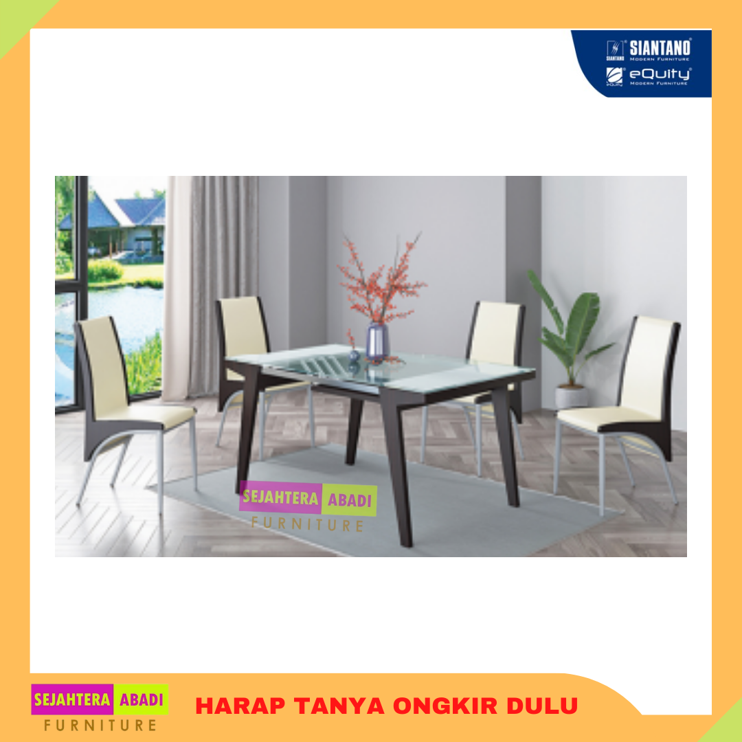 Full Set Meja Kursi Makan Minimalis Siantano DT 398 + DC 218 | Lazada Indonesia