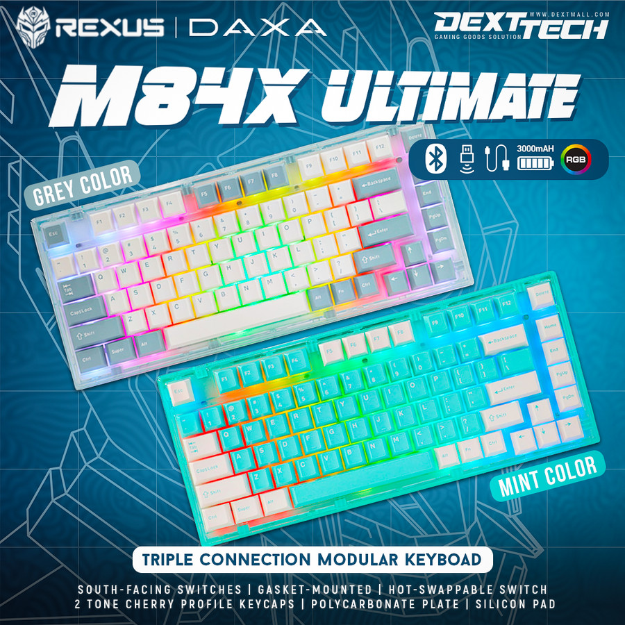 Rexus Daxa M84X Ultimate 75% RGB Hotswap Mechanical Gaming Keyboard ...