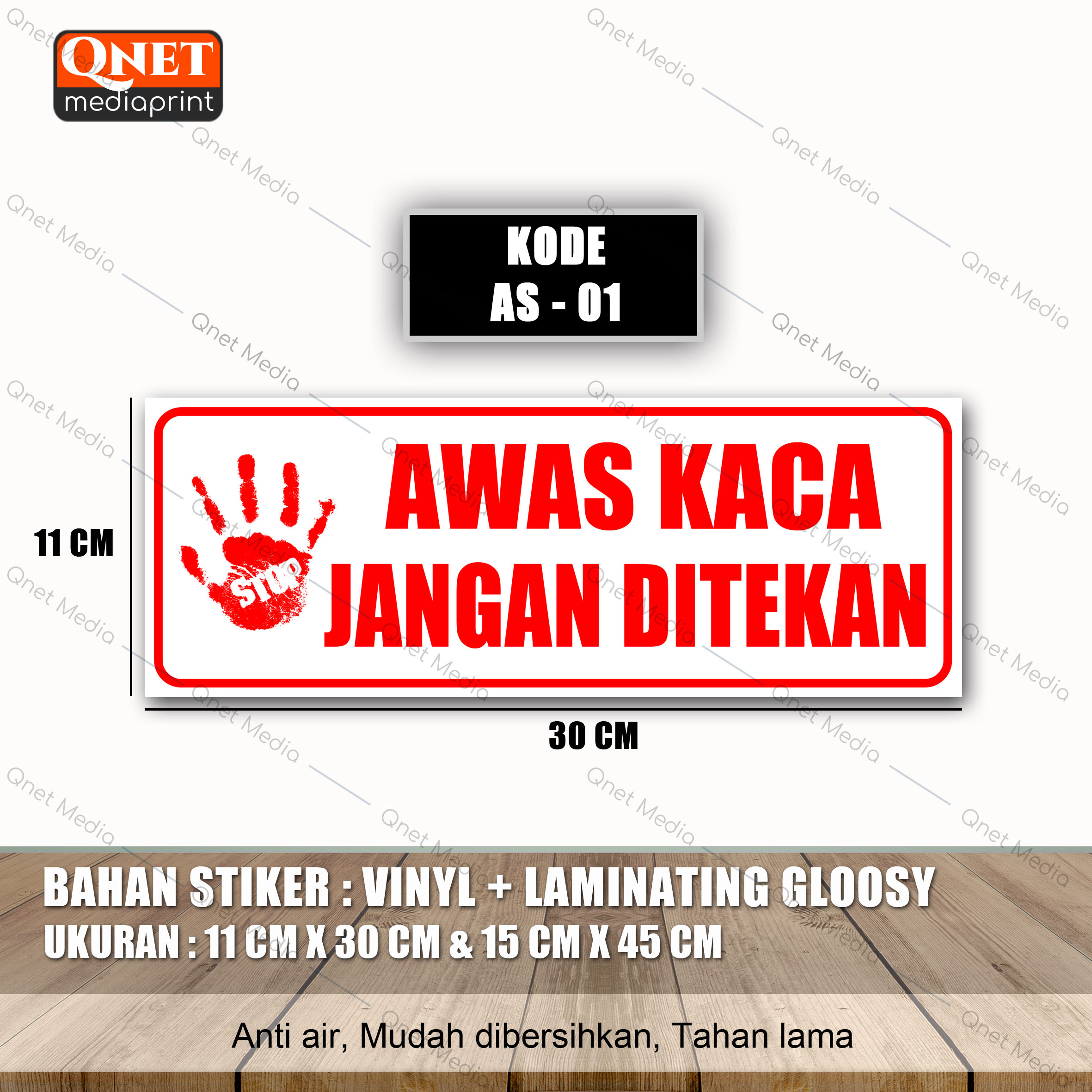 STIKER AWAS KACA + LAMINASI GLOSSY | Lazada Indonesia