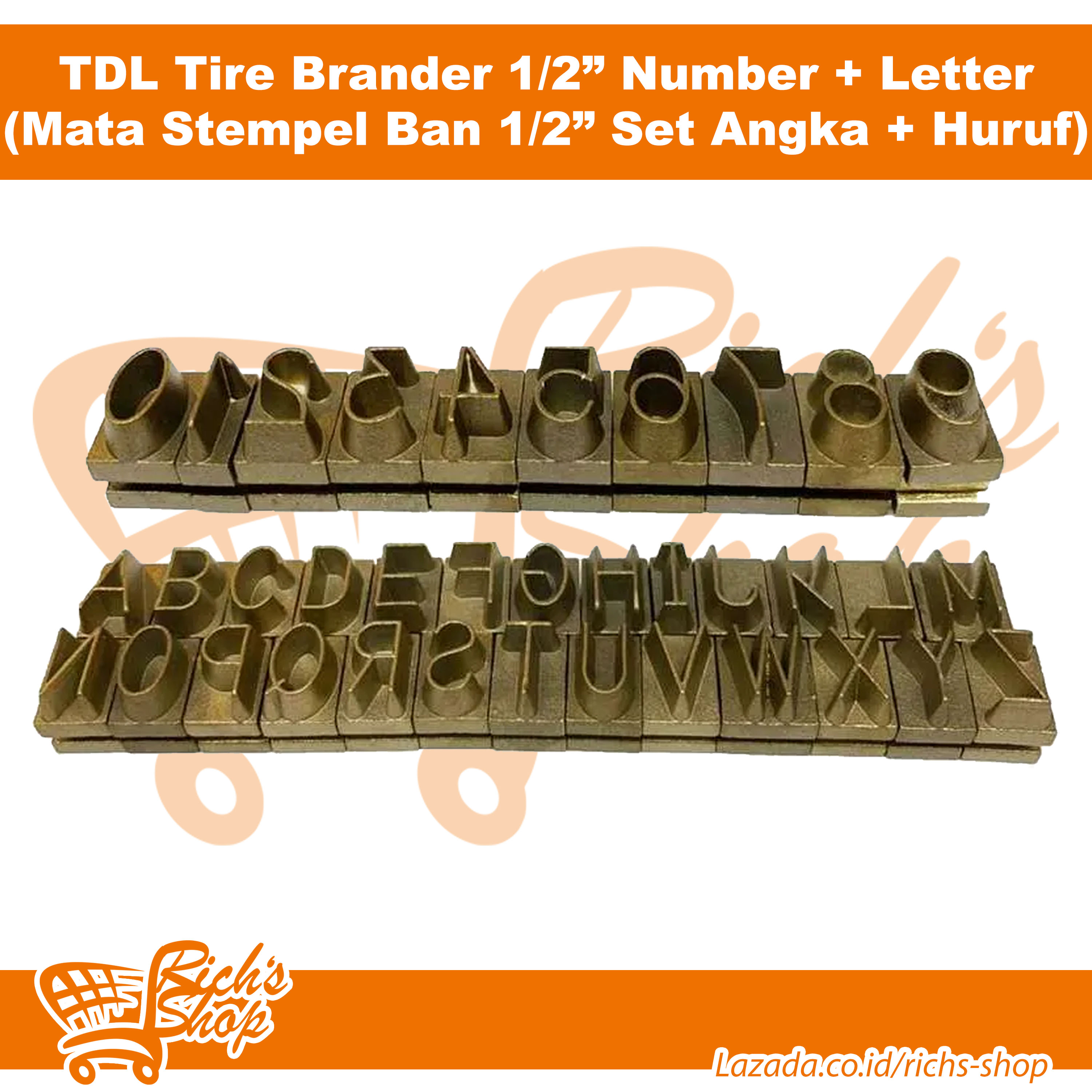 Mata Stempel Ban Listrik TDL Tire Brander 1/2 Inch Set Angka Dan Huruf ...