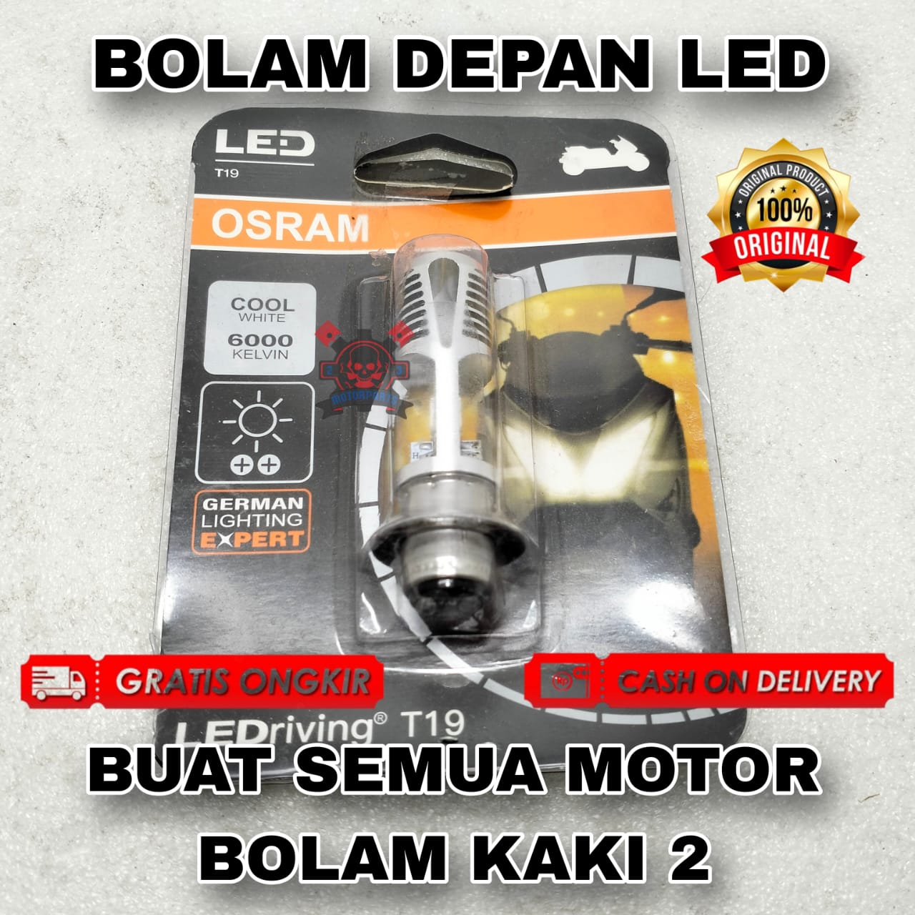BOLAM DEPAN LED BUAT SEMUA MOTOR BOLAM KAKI 2 ASLI ORIGINAL | Lazada ...