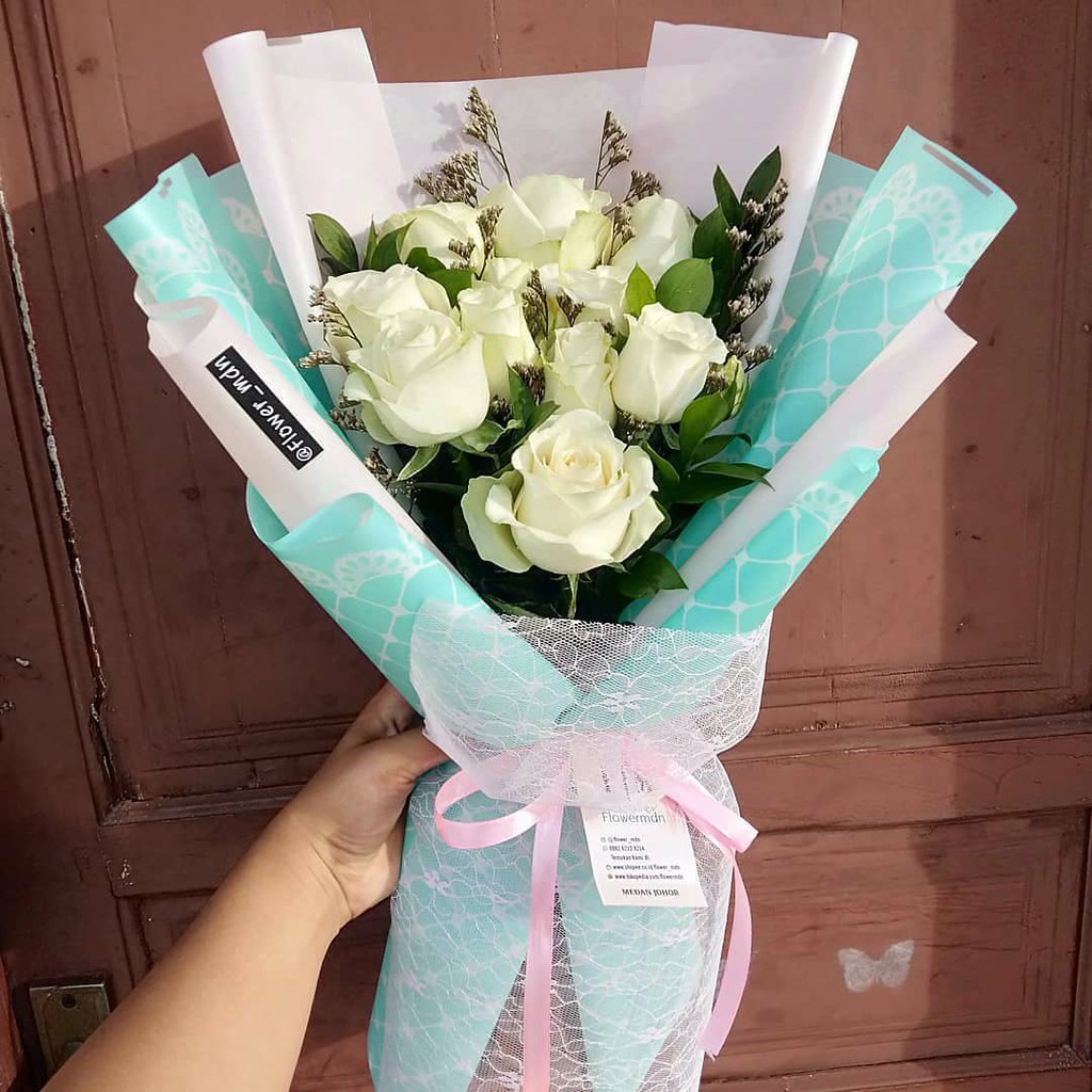 Buket Bunga Kado Asli Valentine Mawar Putih Asli Wisuda Anniversary Pernikahan Ulang Tahun Medan ...