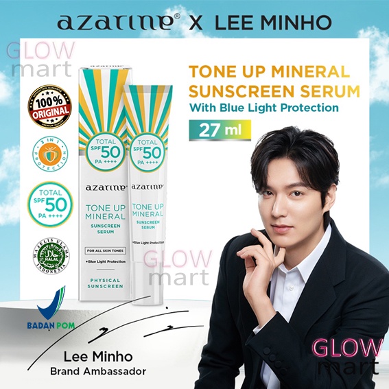 GLOWMART AZARINE Tone Tp Mineral Sunscreen Serum SPF 50 PA+++ 27 ml ...