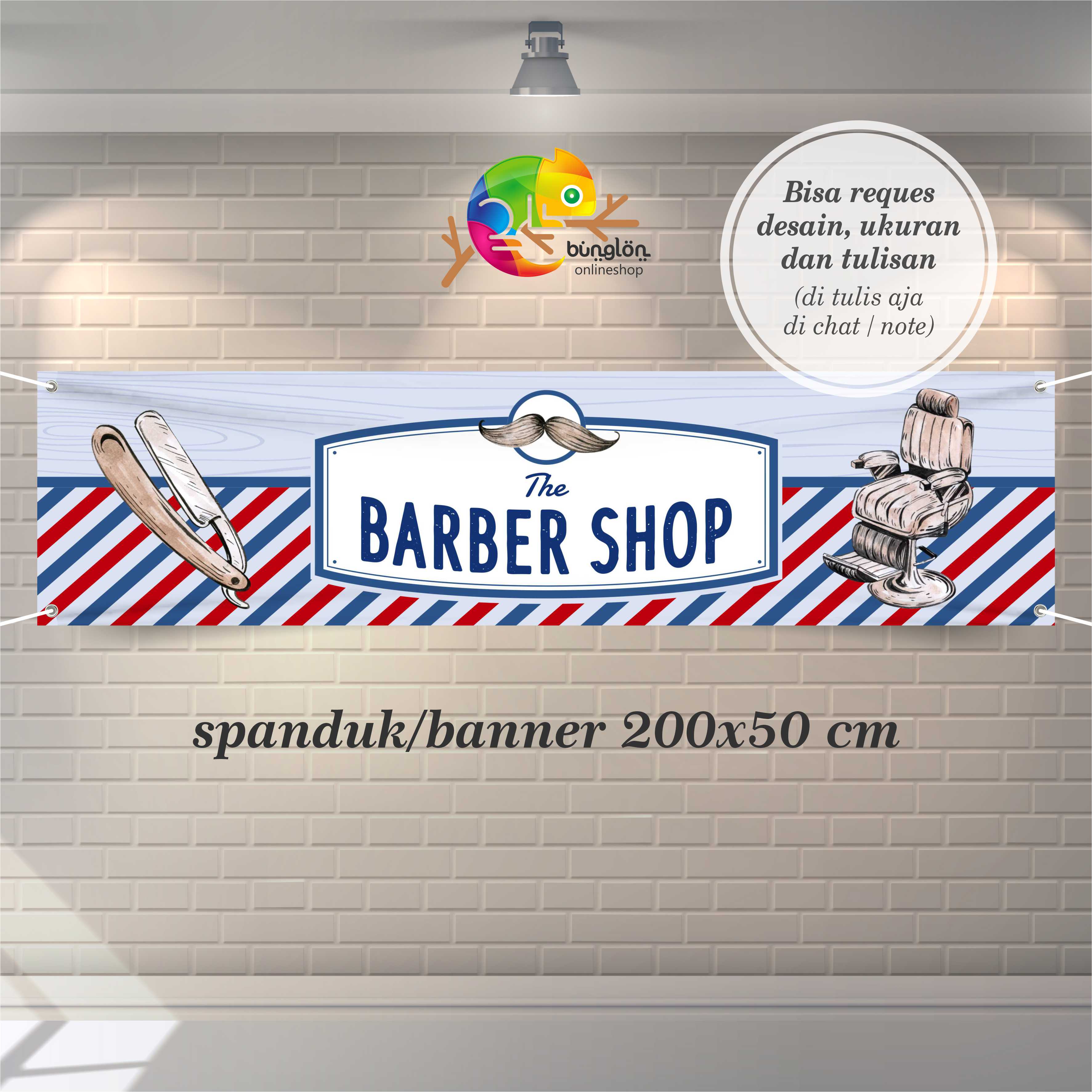 Size 200x50 Cm Spanduk Banner Barbershop Simple A Spanduk Pangkas ...
