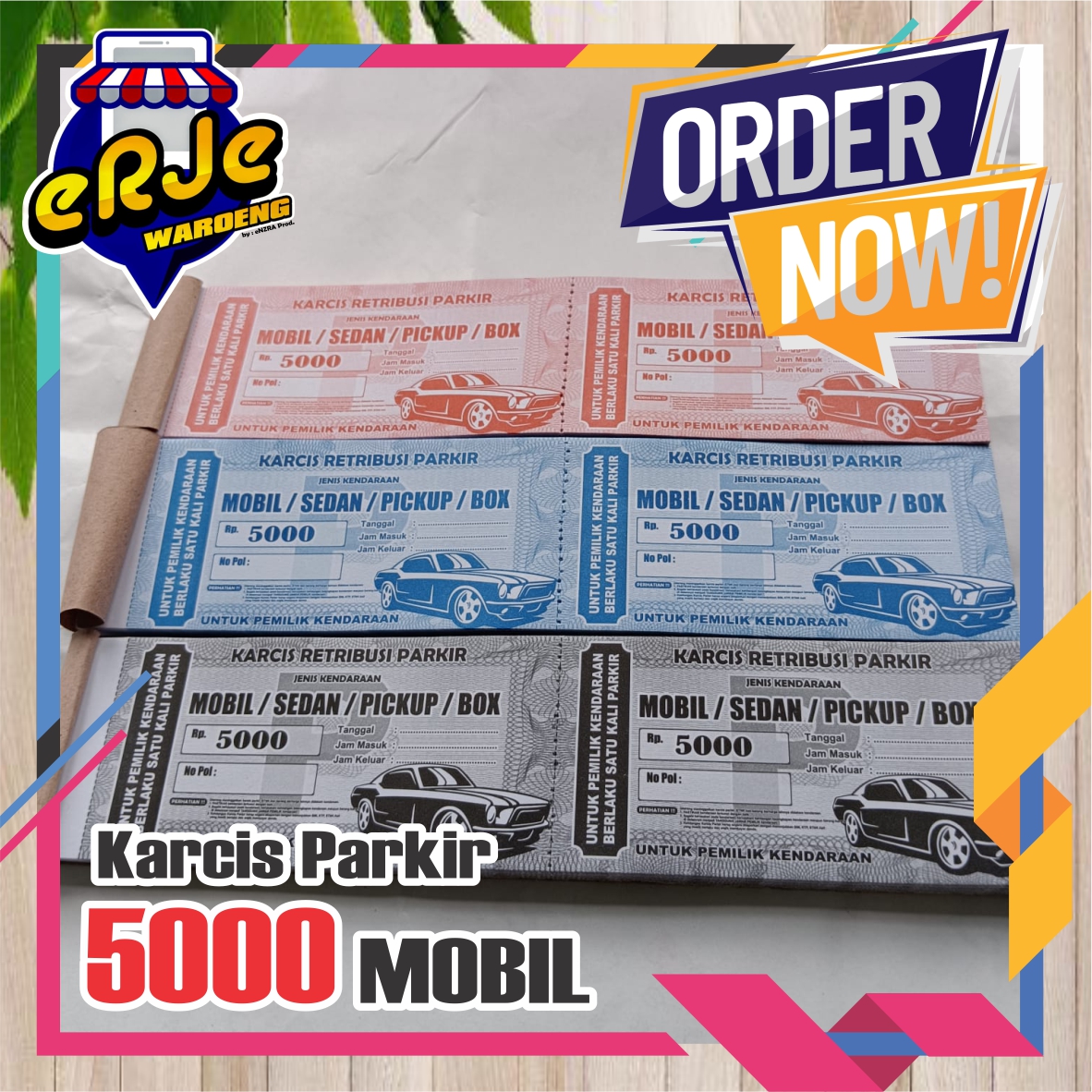 Karcis Parkir Mobil R4 100 lembar 2 sisi universal warna HVS (Nb ...