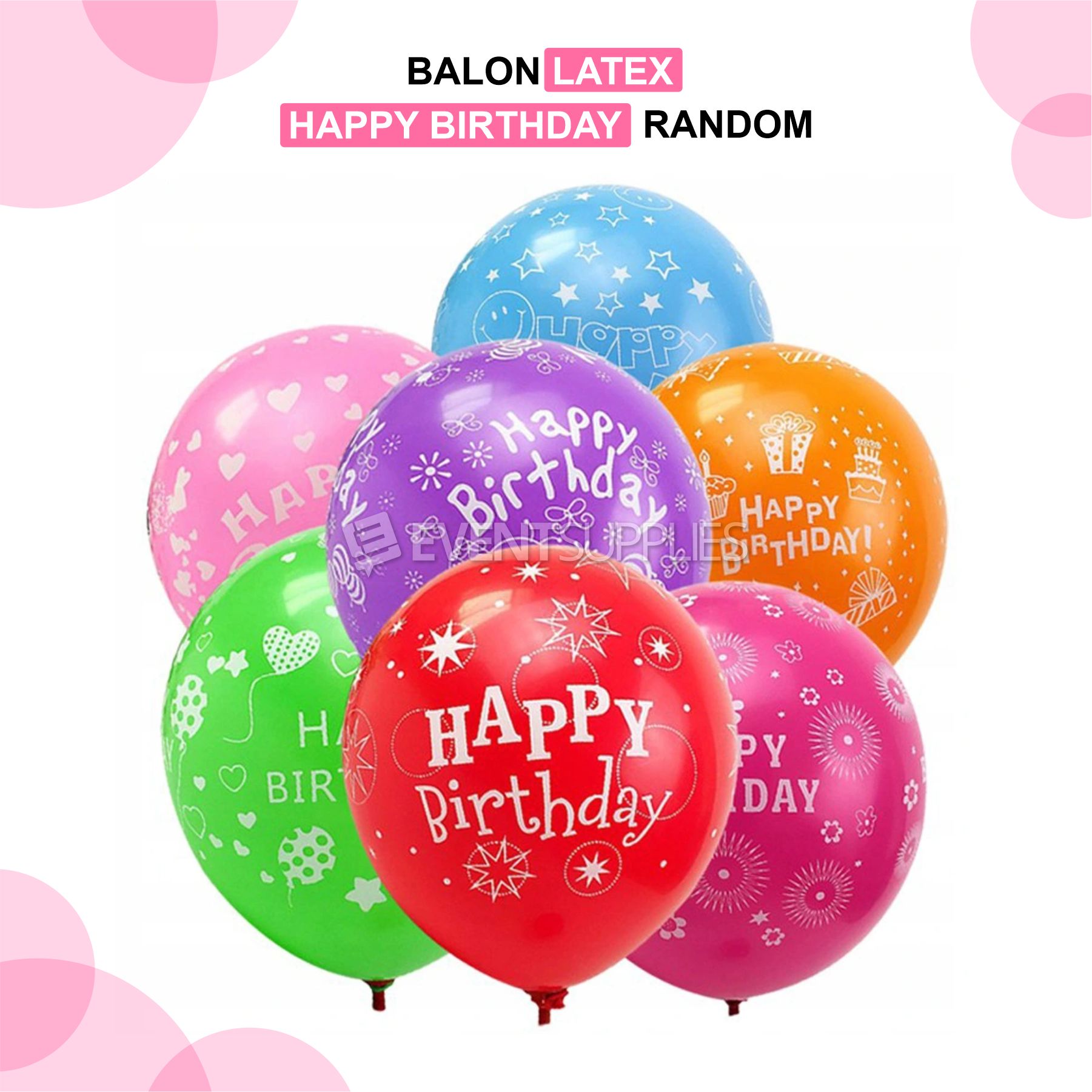 [10 Pcs] Balon Latex Print Happy Birthday Sablon 12 inch / Motif Ulang ...