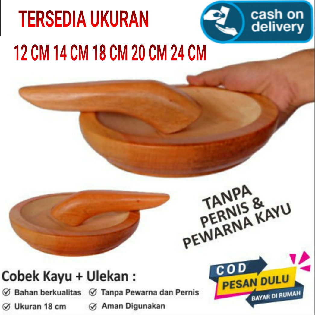 cobek+ ulekan kayu mahoni | Lazada Indonesia