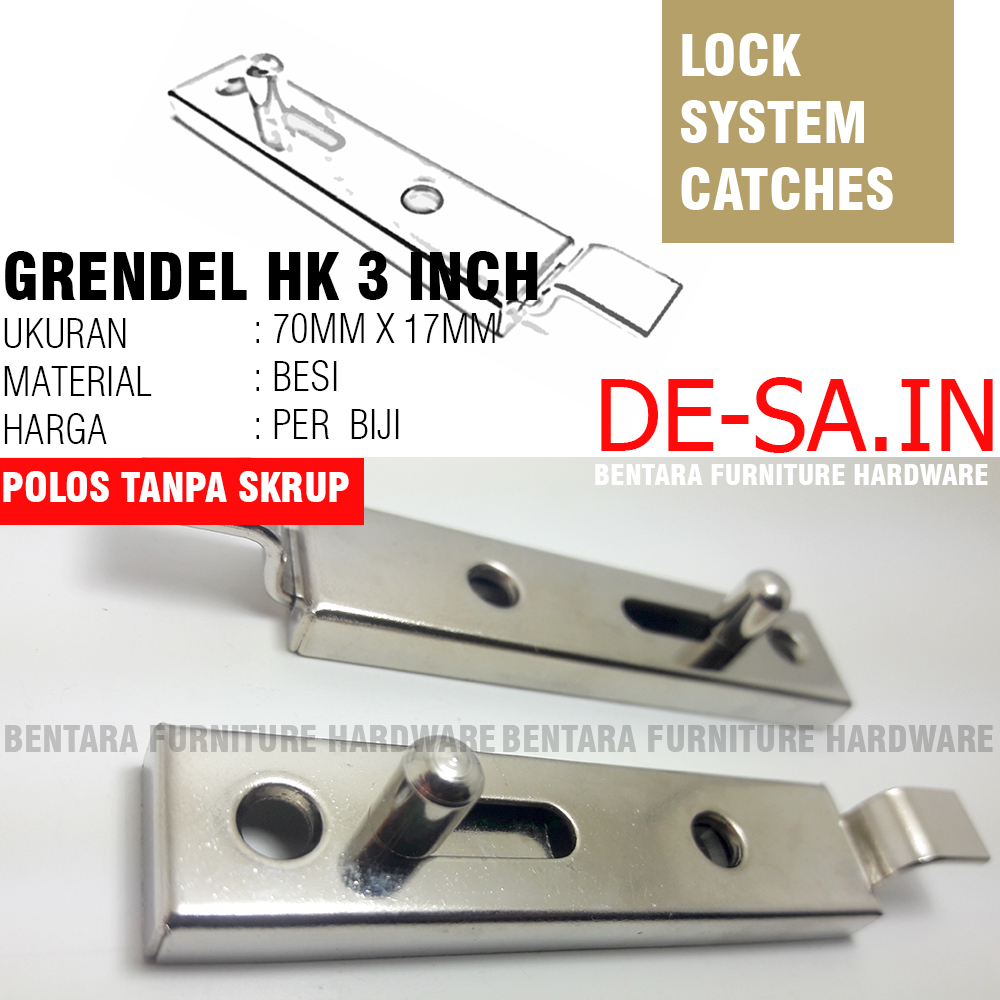 GRENDEL HK 3 INCHI - GERENDEL SLOT PINTU SEDERHANA | Lazada Indonesia