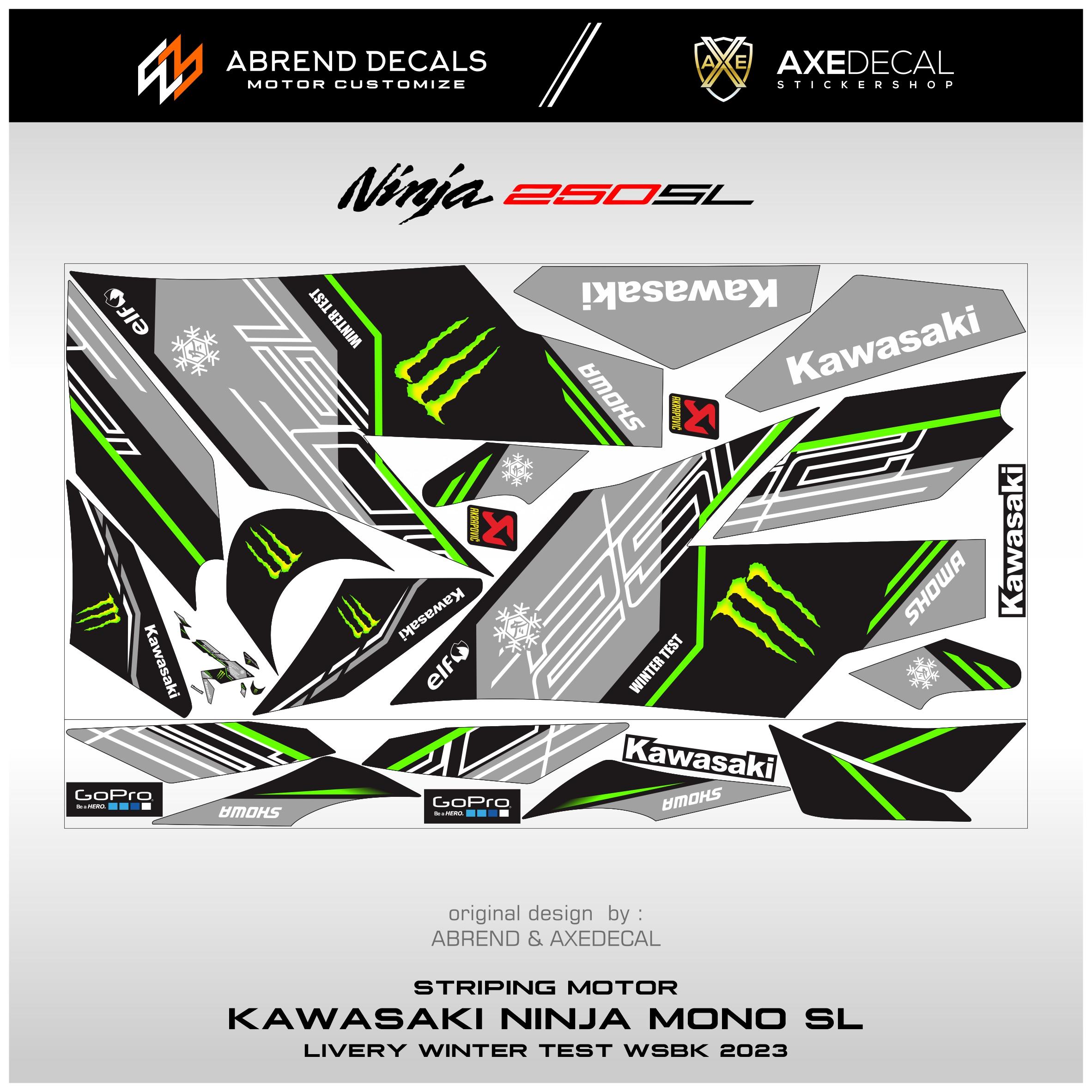 STRIPING NINJA MONO 250 SL LIVERY WINTER TEST 2023 WSBK / STIKER MOTOR ...