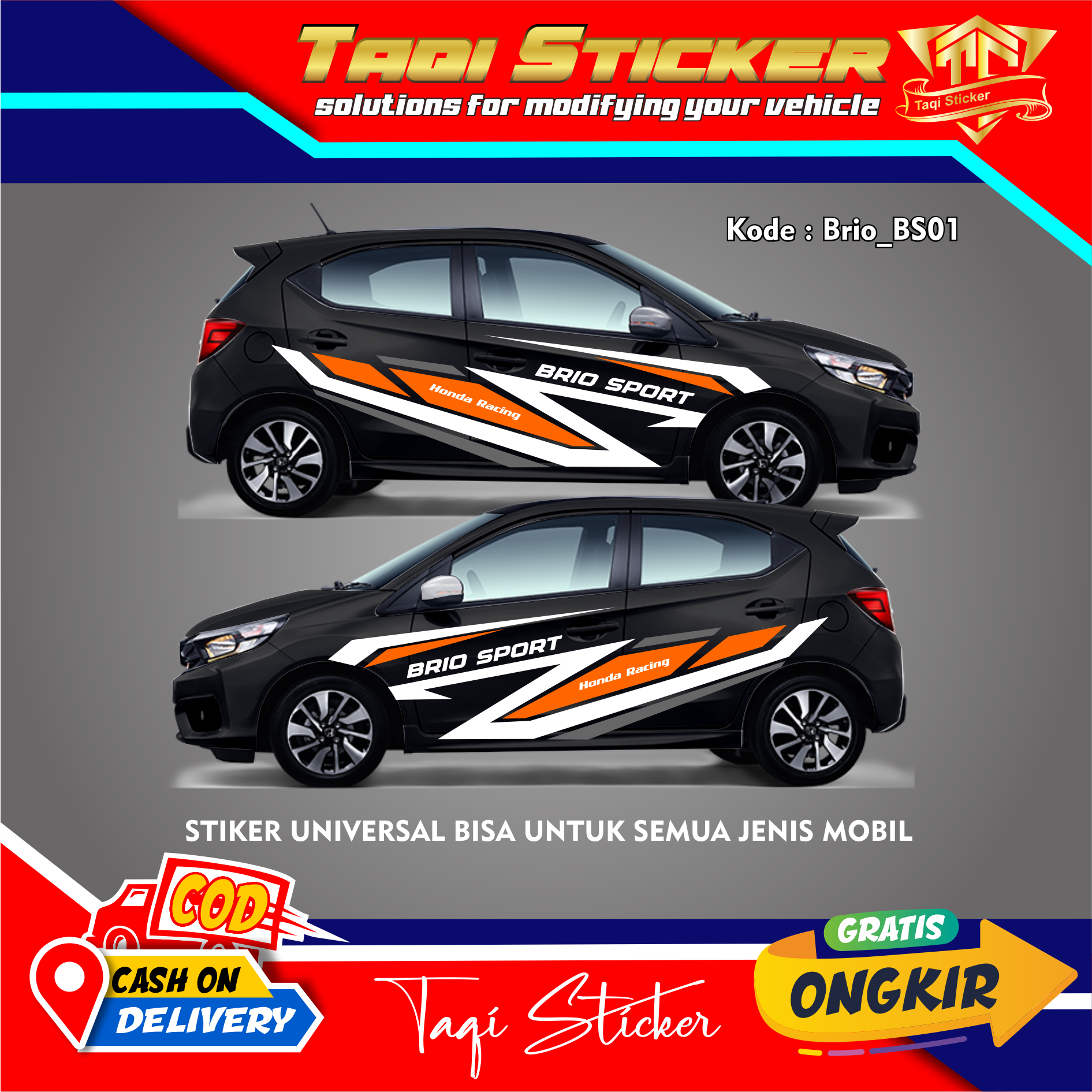 CUTTING STICKER STRIPING MOBIL BRIO XENIA HONDA JAZZ ERTIGA SIGRA SEDAN ...