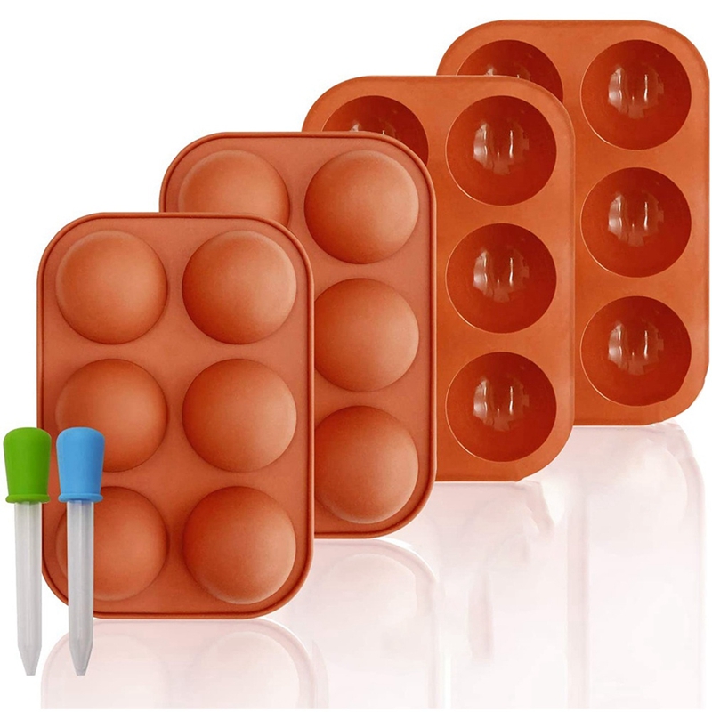 Silicone Molds, Chocolate Molds with 6 Semi Sphere Jelly Holes, 4 Pack ...