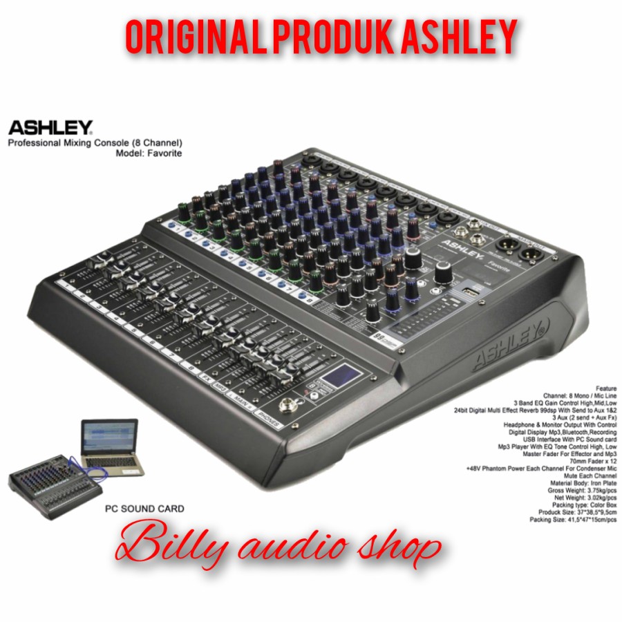 MIXER ASHLEY FAVORITE 8 / 8 CHANNEL / 8 LINE MIC ORIGINAL PRODUK ASHLEY ...