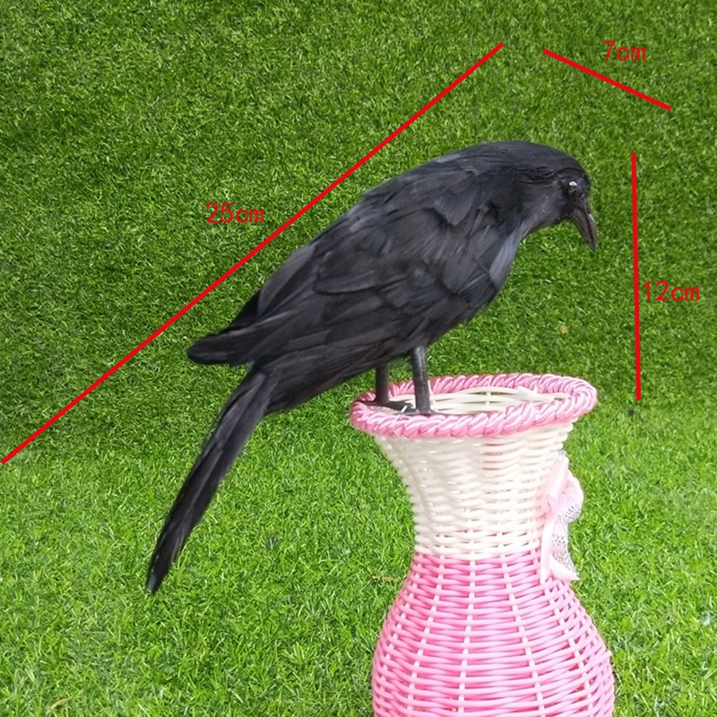 Crow Props Halloween Lawn Vivid Feathered Bird Realistic Garden Hunting ...