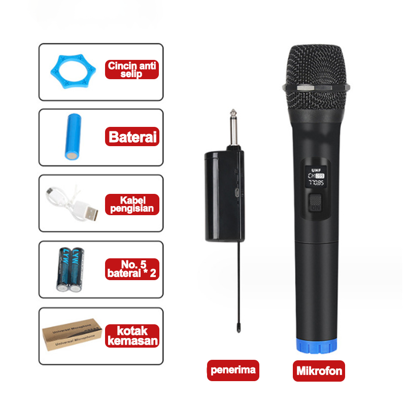 Mic Wireless Original Mic Microphone Karaoke Profesional Wireless MIC 2 ...