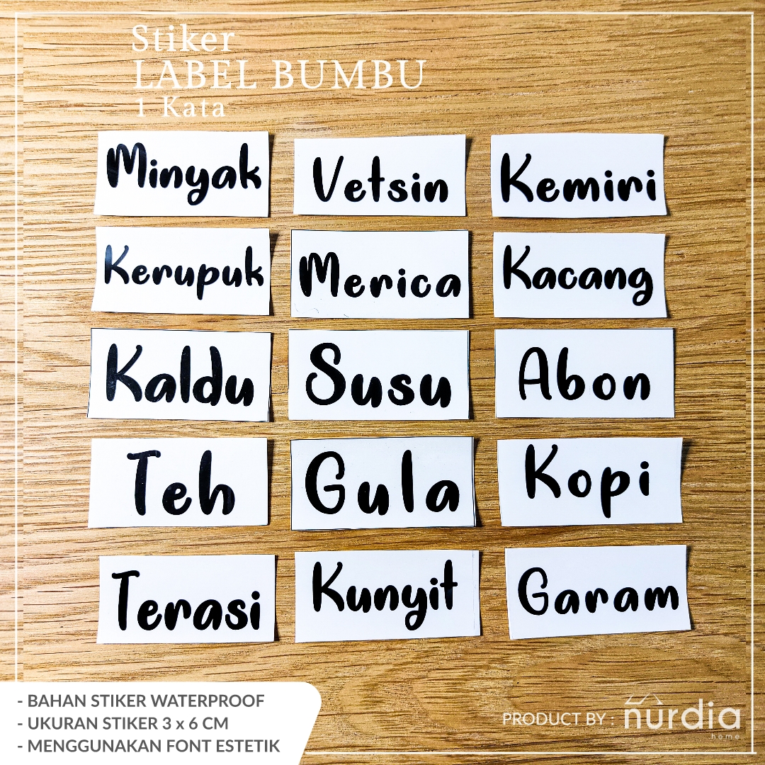 Stiker Label Bumbu Tahan Air (1 Kata) Tulisan Bumbu / Tulisan Rempah ...