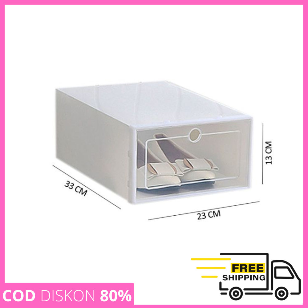 Kotak Sepatu Lipat Transparan Tebal Shoes Storage Box Organizer Rak ...