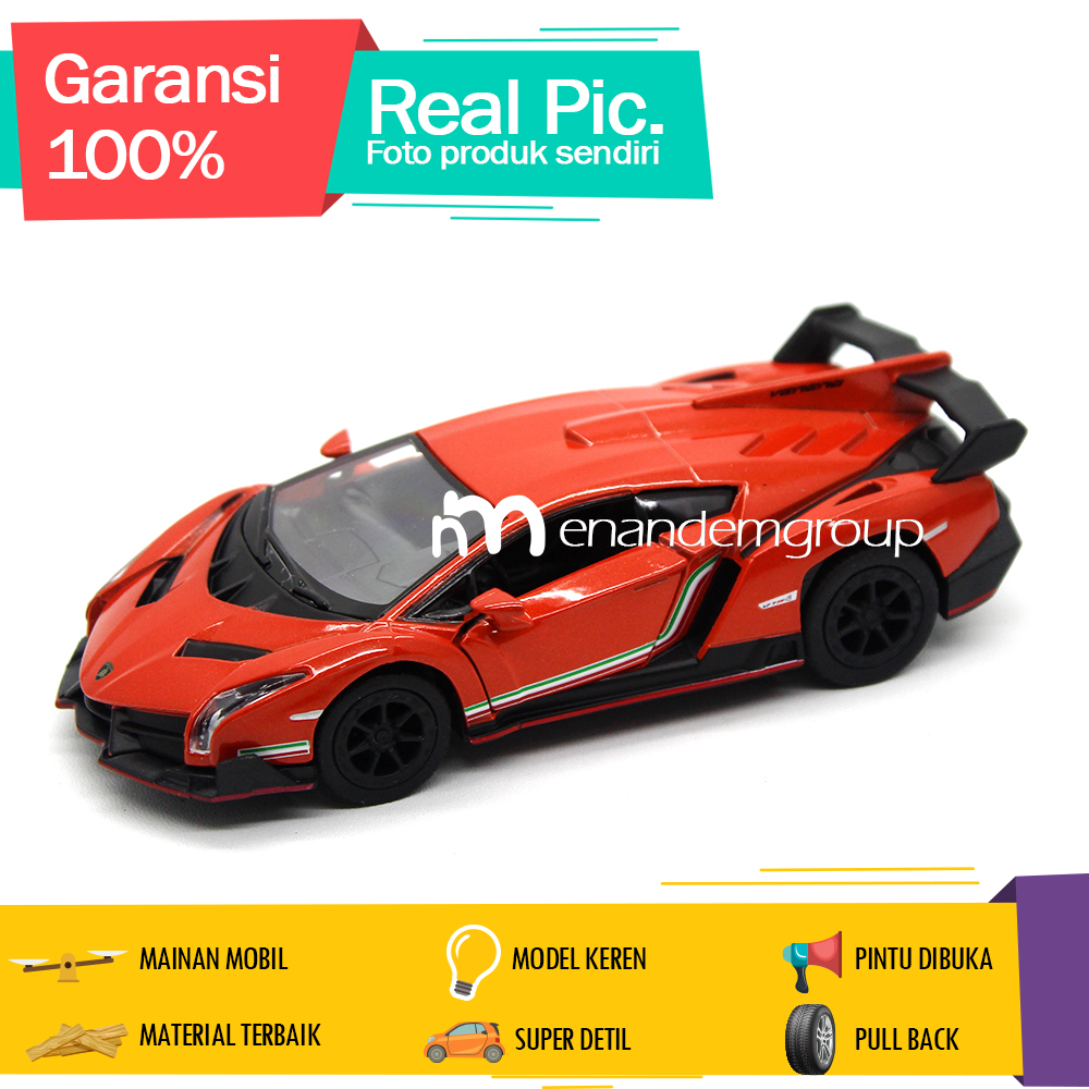 Kinsmart Diecast Mainan Mobil Miniatur Lamborghini Veneno Metal ...