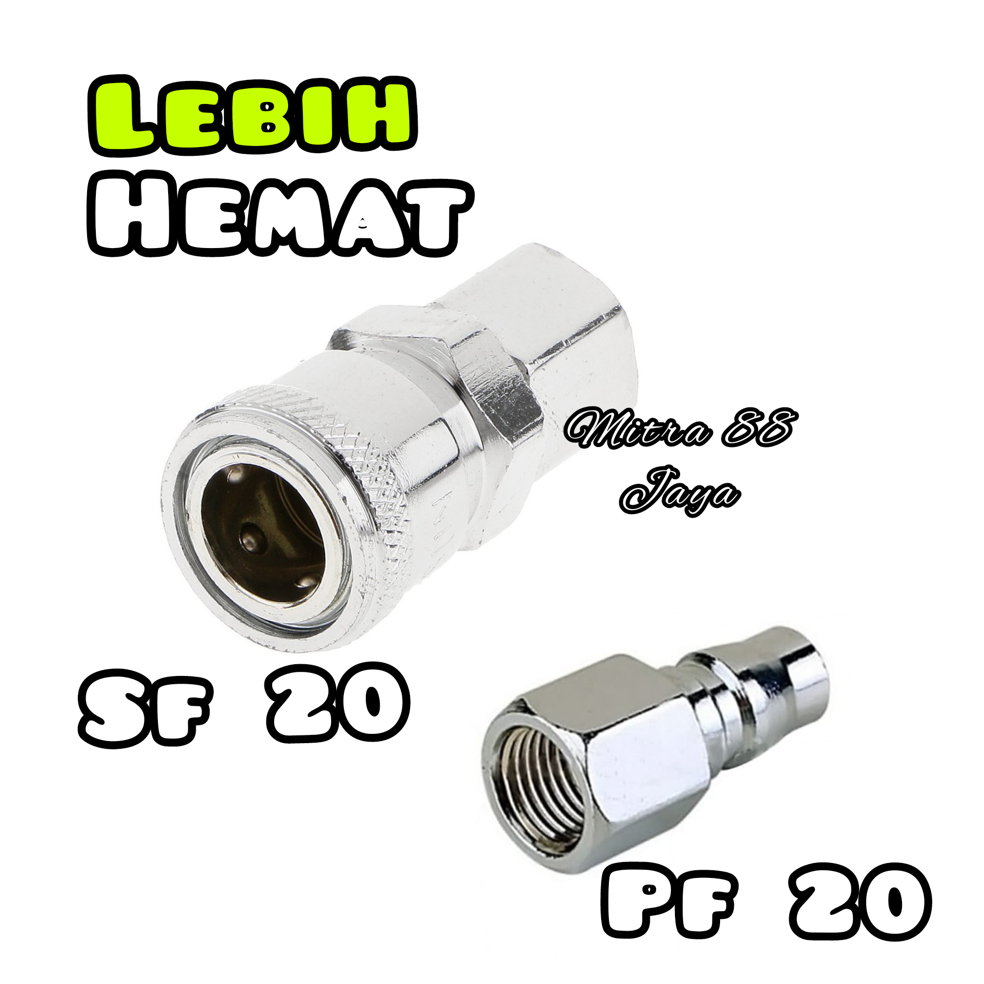 AAT ORIGINAL Quick Coupler Nepel Sambungan Selang Angin Kompresor SF20 Dan PF20 Set Fitting SF20 ...