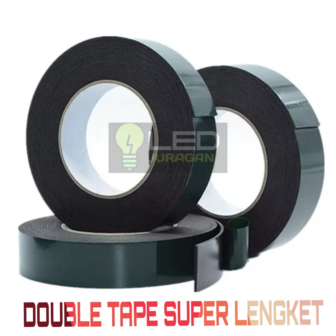DOUBLE TAPE HITAM SIZE 24X8 YARD 5METER / ISOLASI FOAM / PEREKAT DUA ...