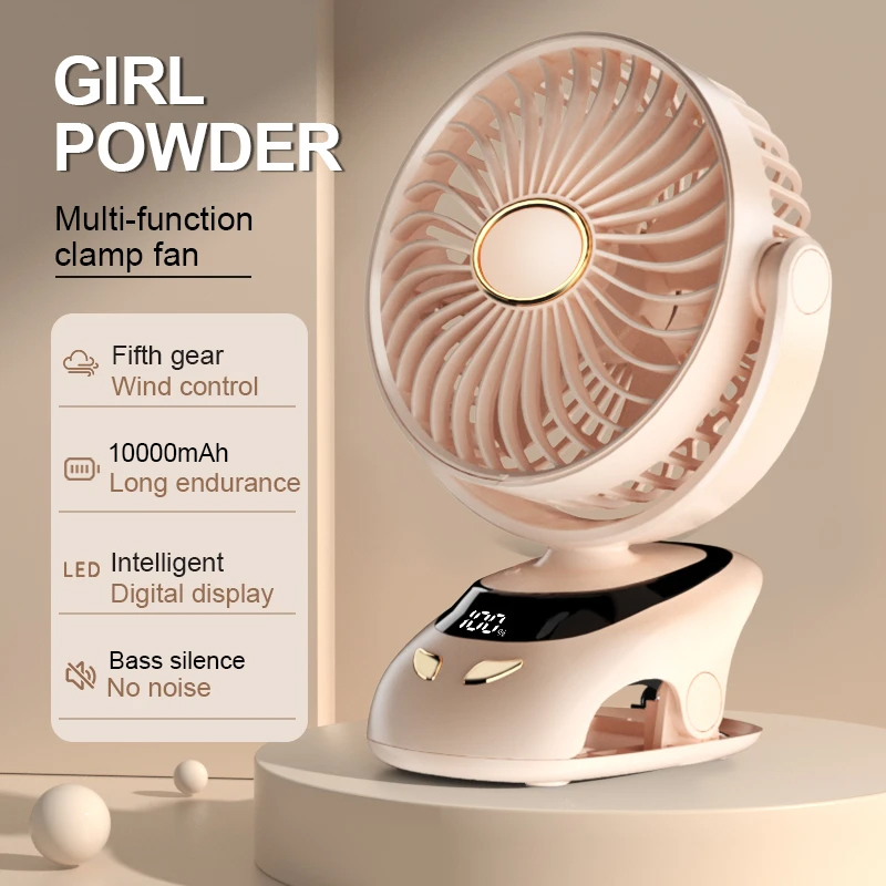 Goojodoq Kipas Angin USB Clip Mini Fan Rotating 10000mAh Kipas Angin ...