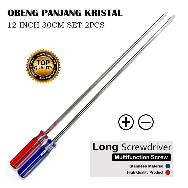 Set 2 Pcs Obeng Plus Minus Panjang 12 Inch 30cm - Obeng Radio 12 Inch ...