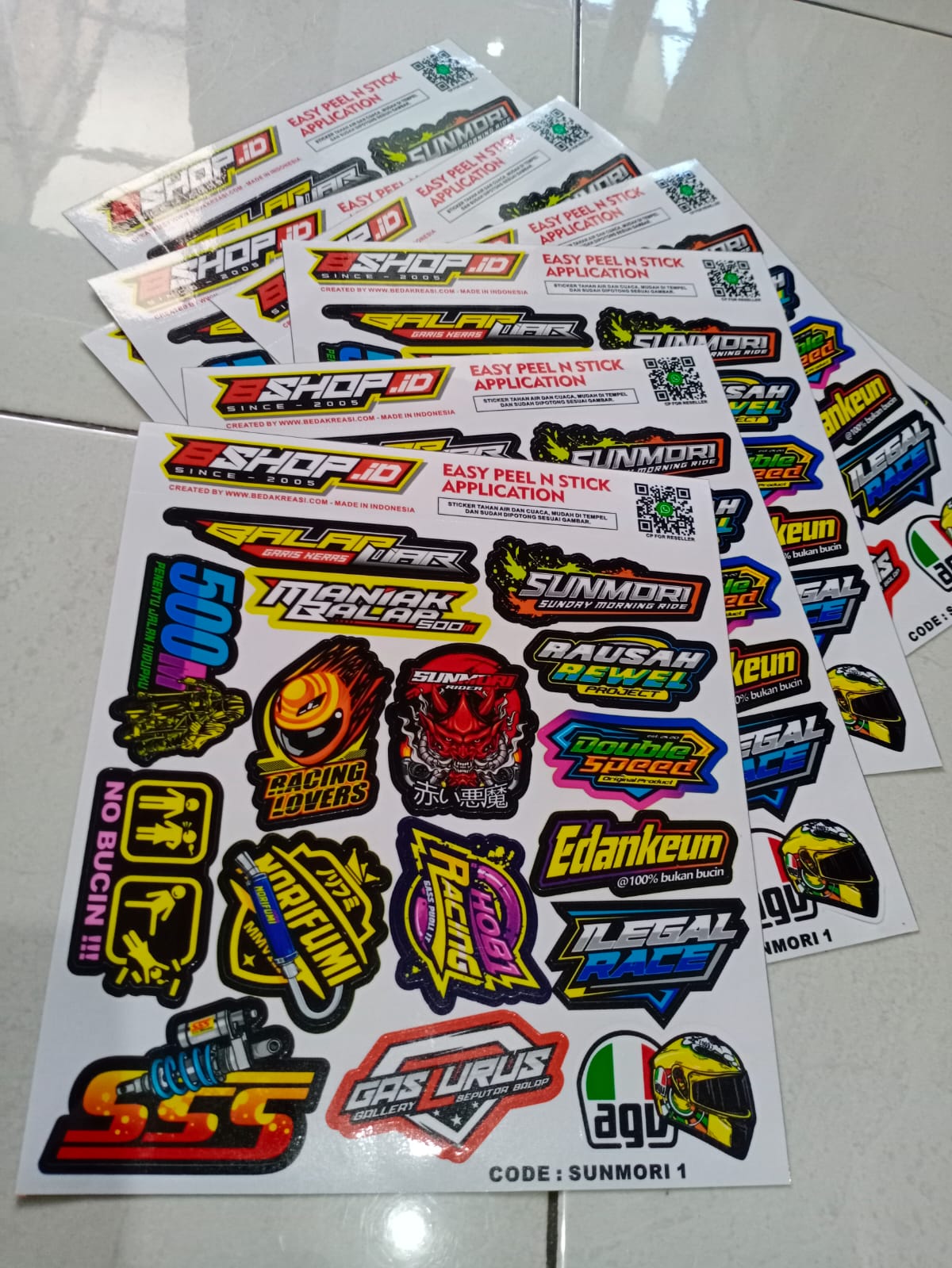 Sticker lembaran variasi sunmori isi banyak stiker keren stiker pack ...