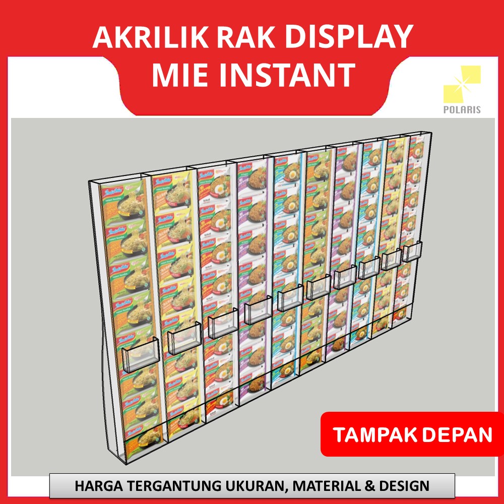 RAK ACRYLIC WARMINDO DISPLAY MIE INSTANT RAK INDOMIE - AKRILIK TEMPAT ...