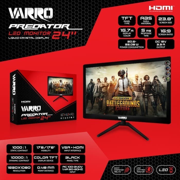 MONITOR LED 24” VARRO Predator Gaming Garansi Resmi | Lazada Indonesia