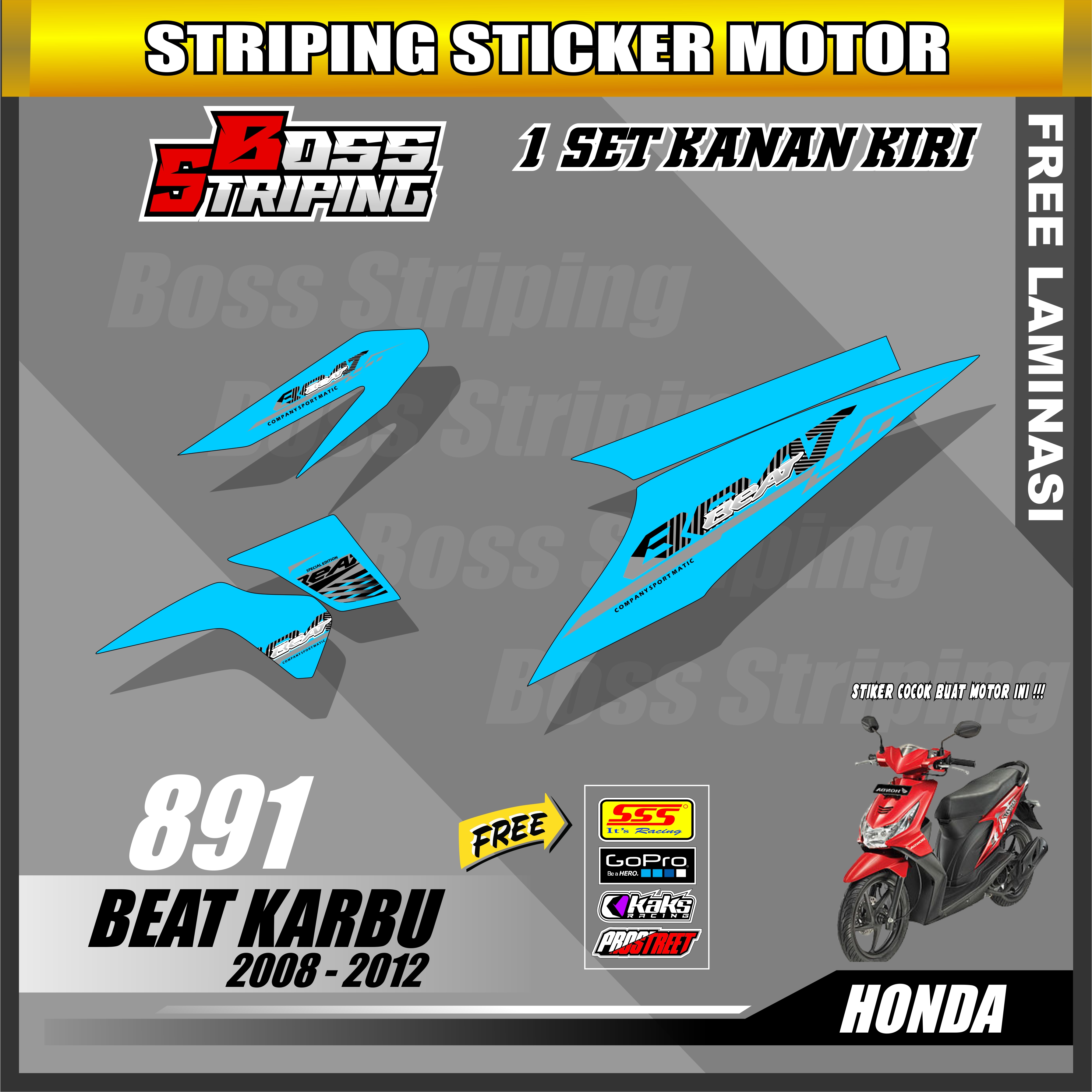 Striping Sticker Honda Beat Karbu Beat Carbu (M891) keluaran Tahun 2008 ...
