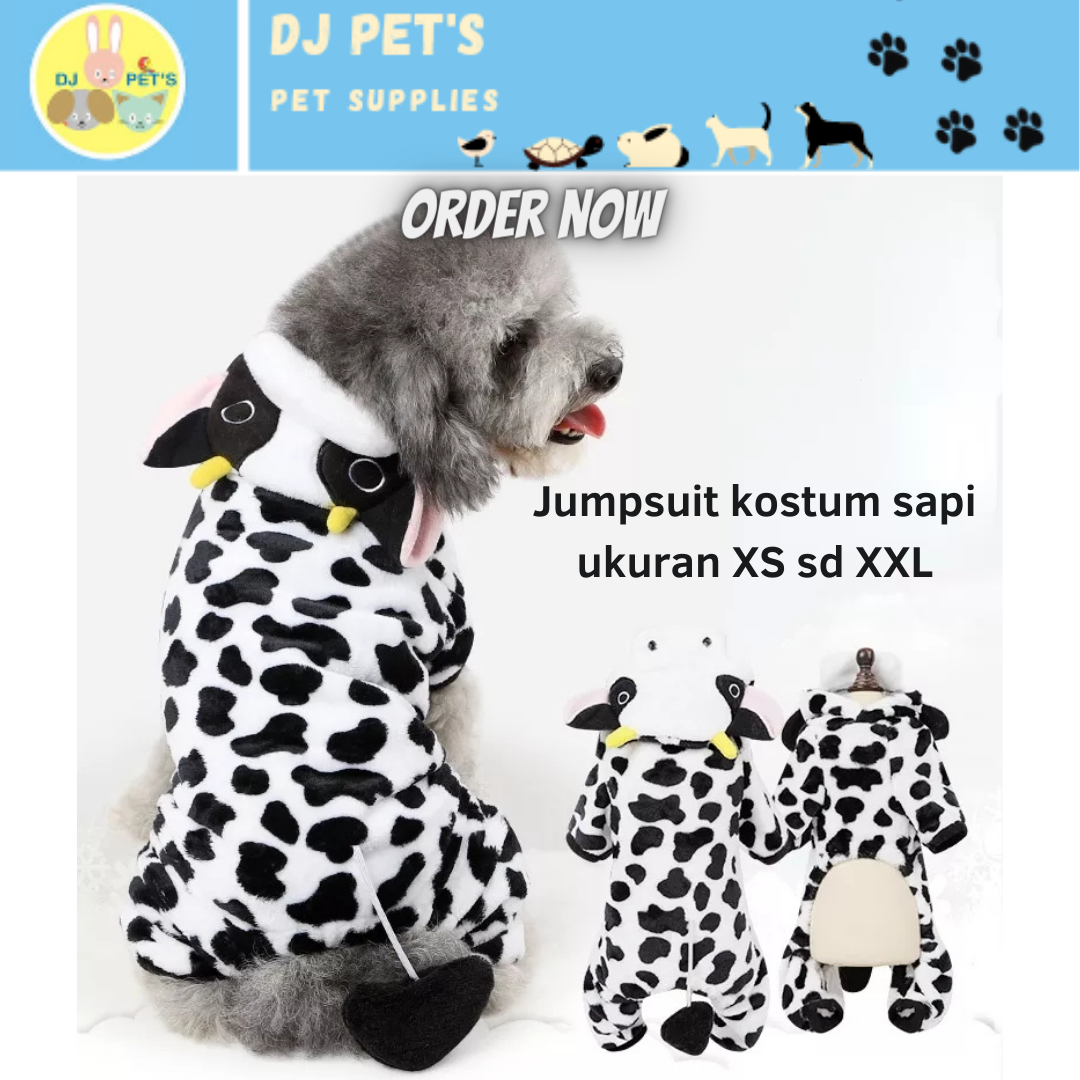 baju anjing dan baju kucing baju hewan jumpsuit kostum hewan sapi ...