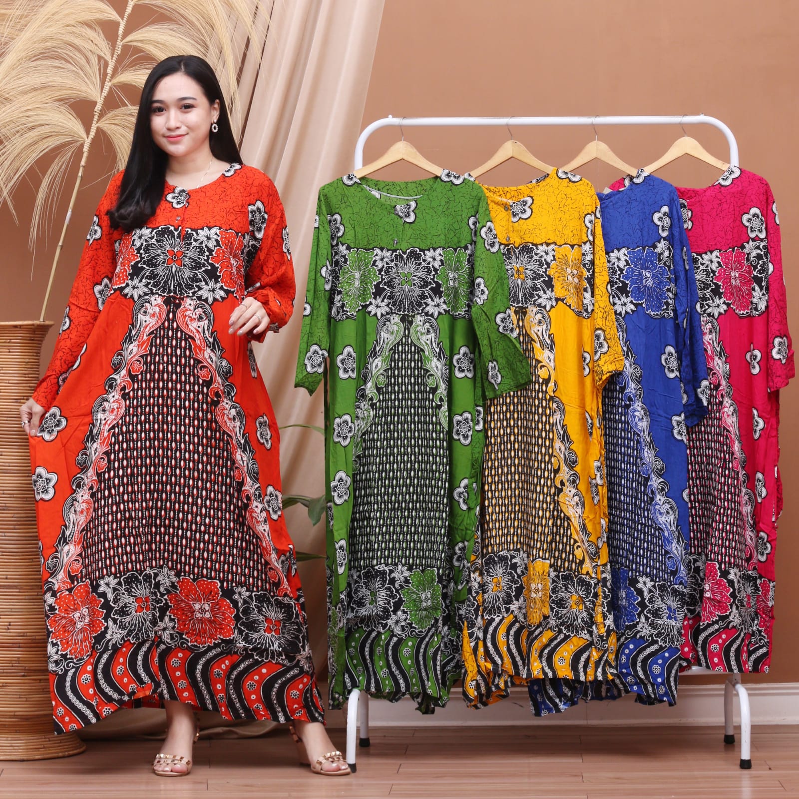 Daster wanita jumbo ld 130 Lengan Panjang / baju tidur gamis batik ...