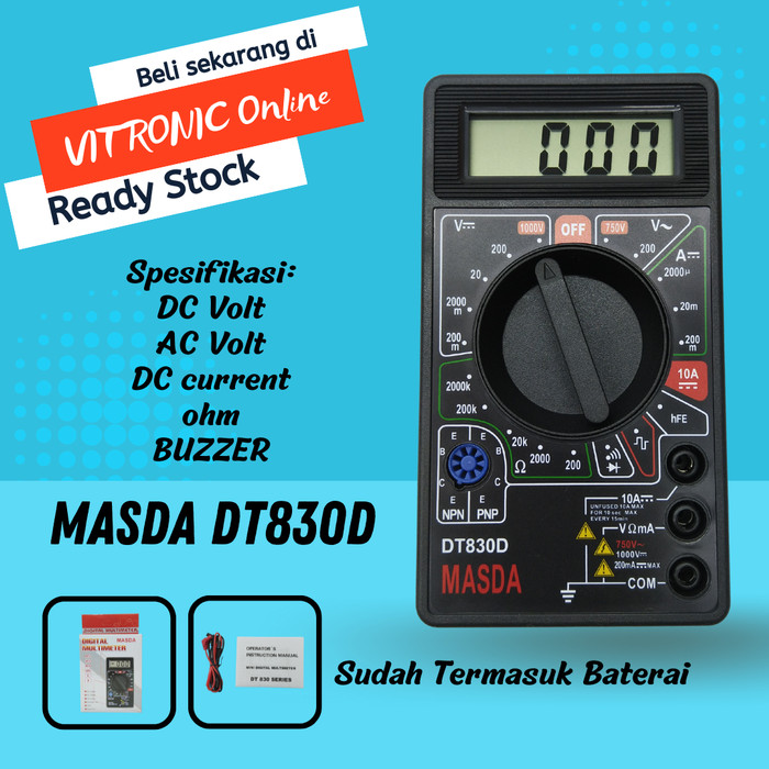 Digital Multimeter Masda DT830D Multitester DT 830 D Avometer DT-830D ...