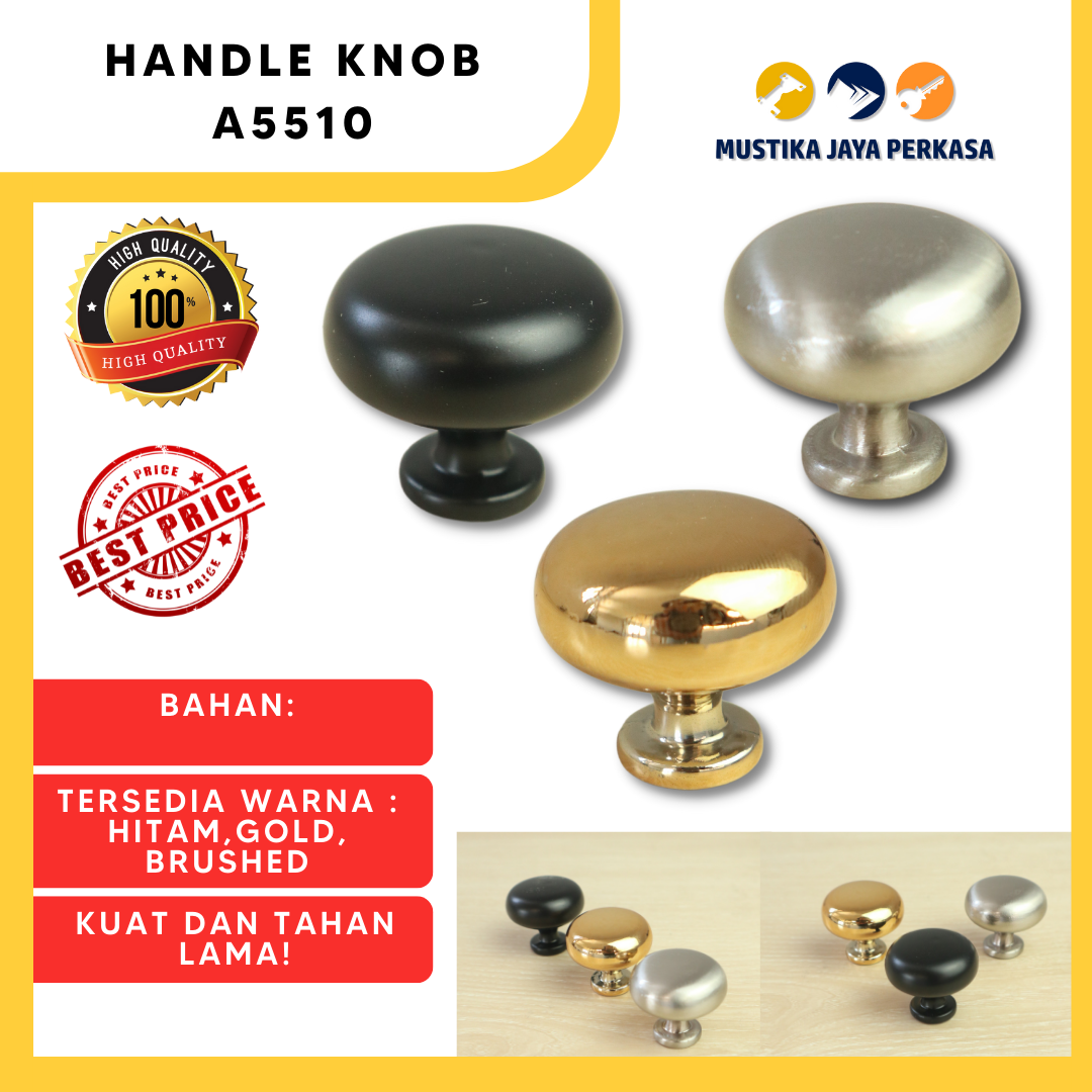 Handle Tarikan Pintu Laci Lemari Knob Besi Stainless A5510 Gold Hitam ...