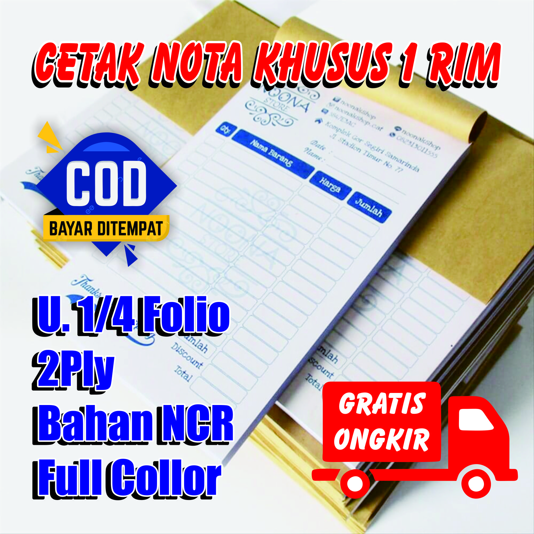 Cetak Nota (Khusus 1 rim 2ply) Nota Custom nama sendiri, nota laundry ...