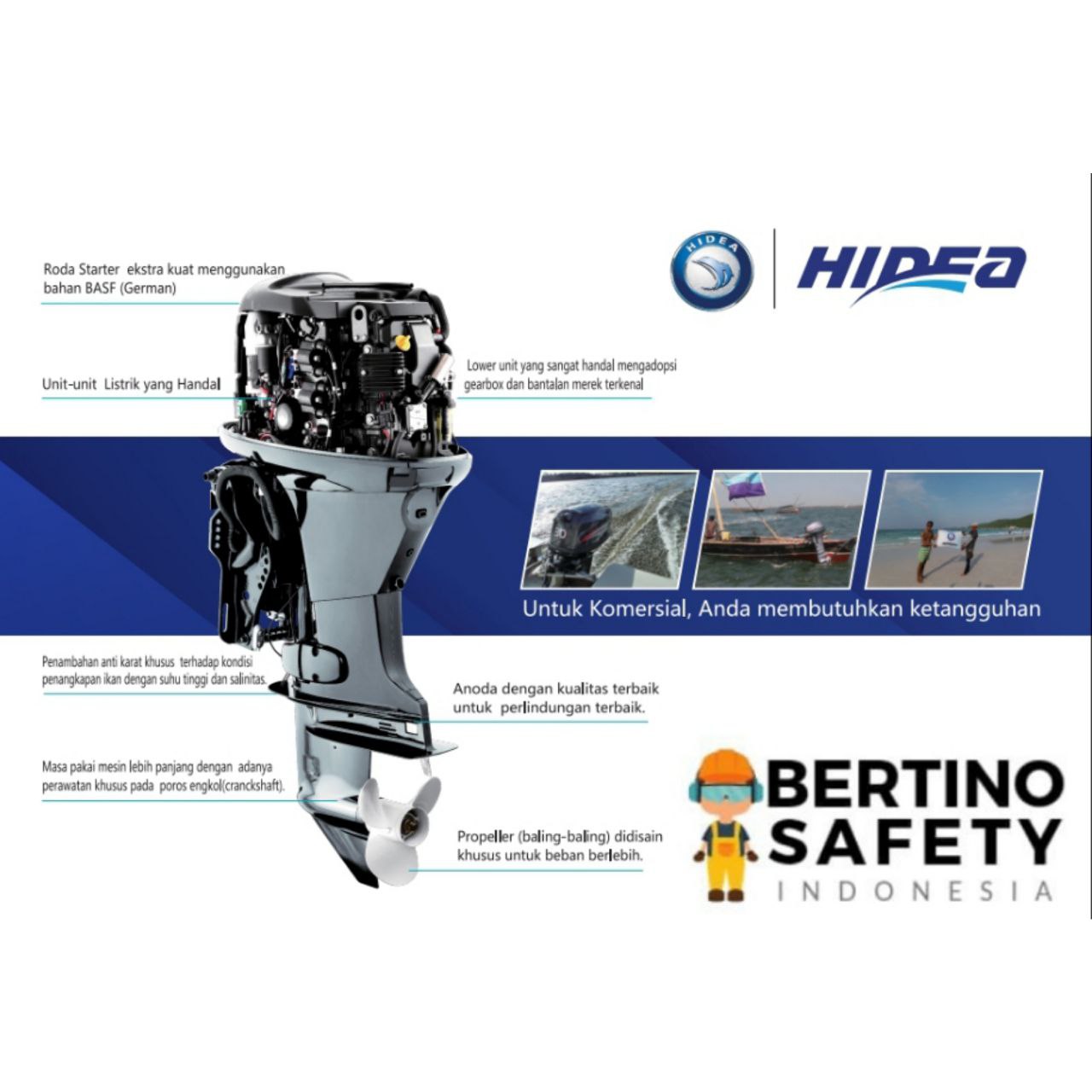 Mesin Outboard Motor 15 Hp Hidea HD15FHL Long Shaft Mesin Tempel 15 Hp ...