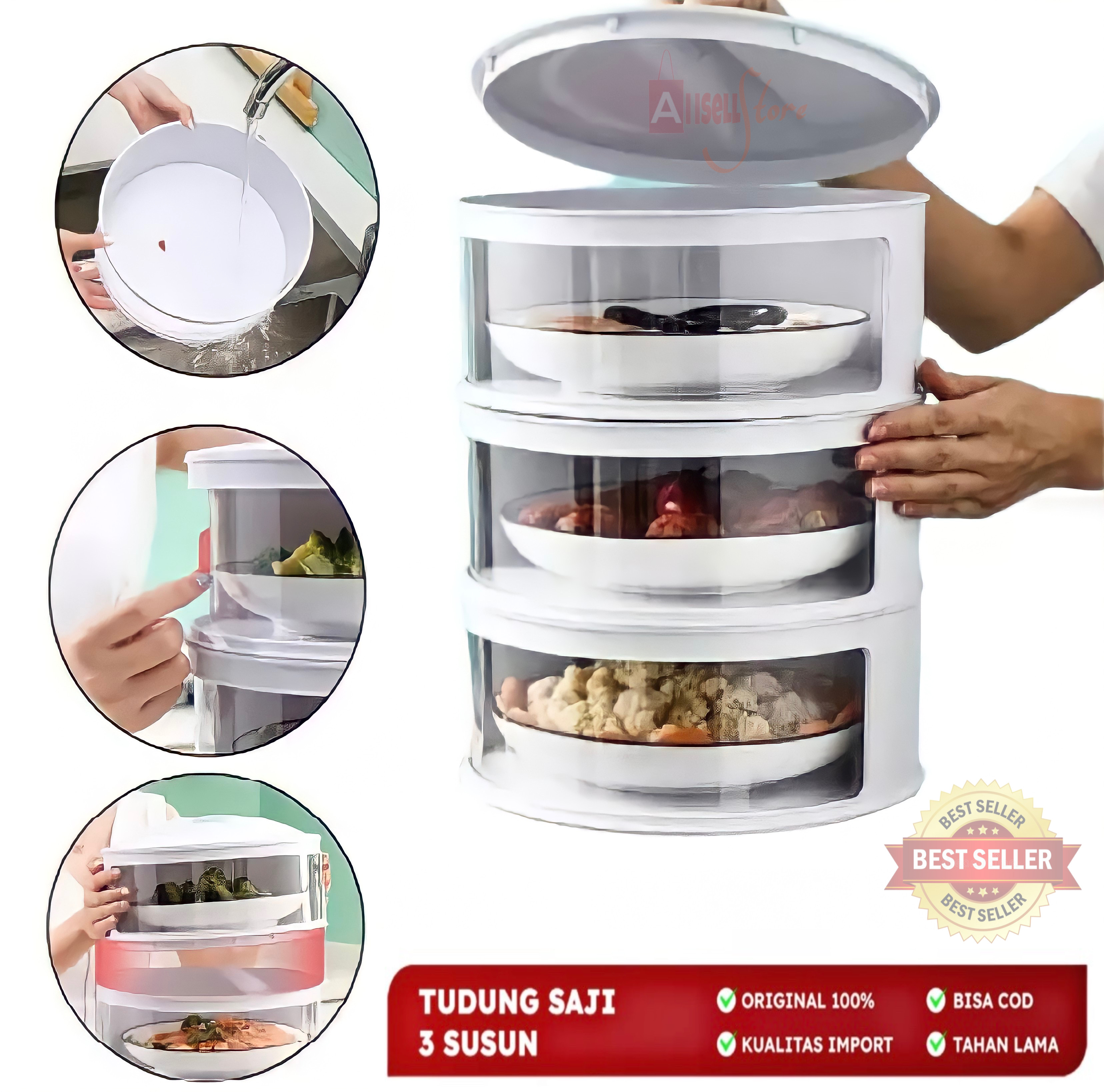 ( BISA COD ) PROMO Rak Makanan 3 Susun / Tudung Saji 3 Susun / Food ...