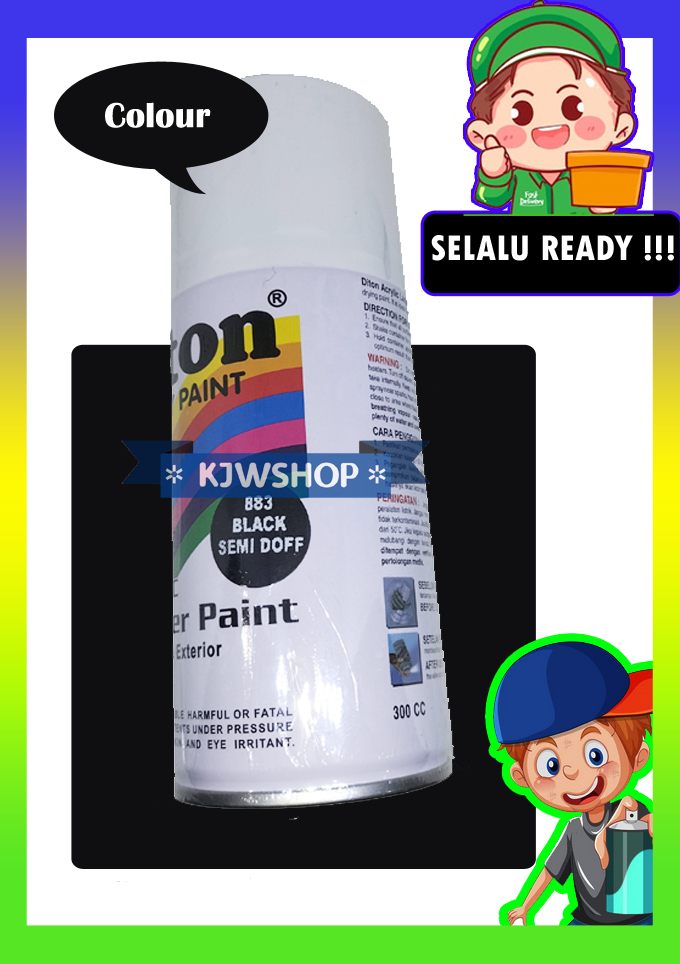 Diton Black Semi Doff 883 Cat Semprot Diton Aeresol Paint 300cc Spray ...