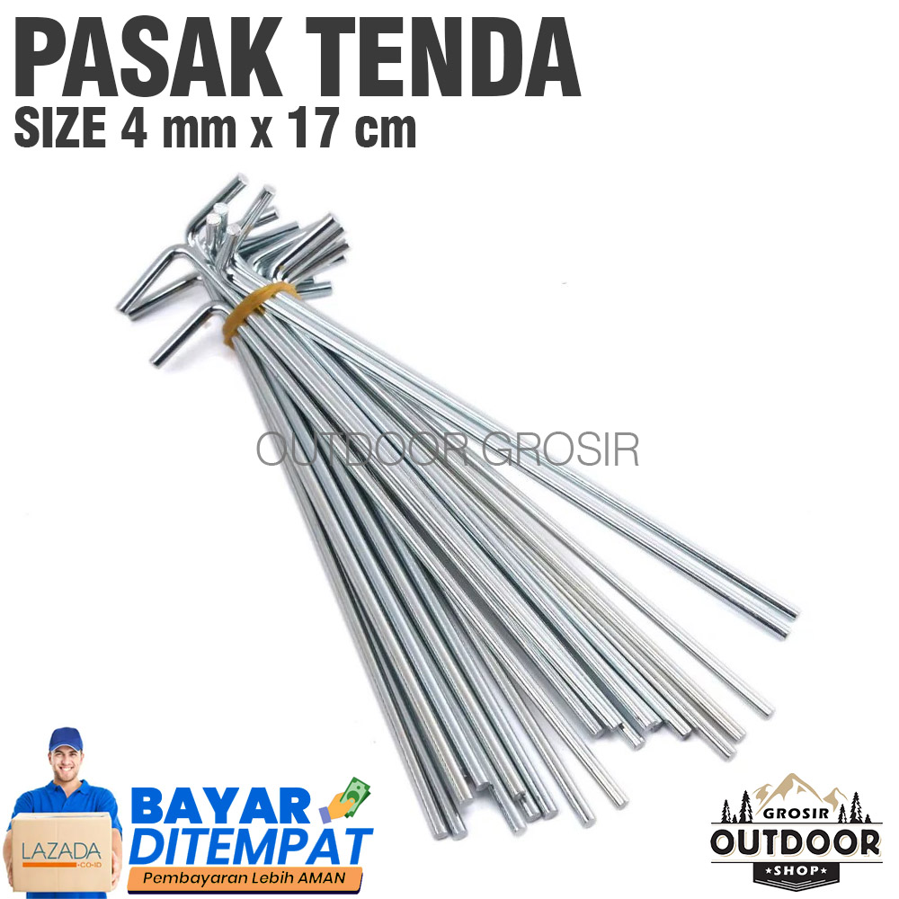 Pasak Tenda Size 4 mm x 17 cm Stainles Steel - Pasak Outdoor - Pasak ...