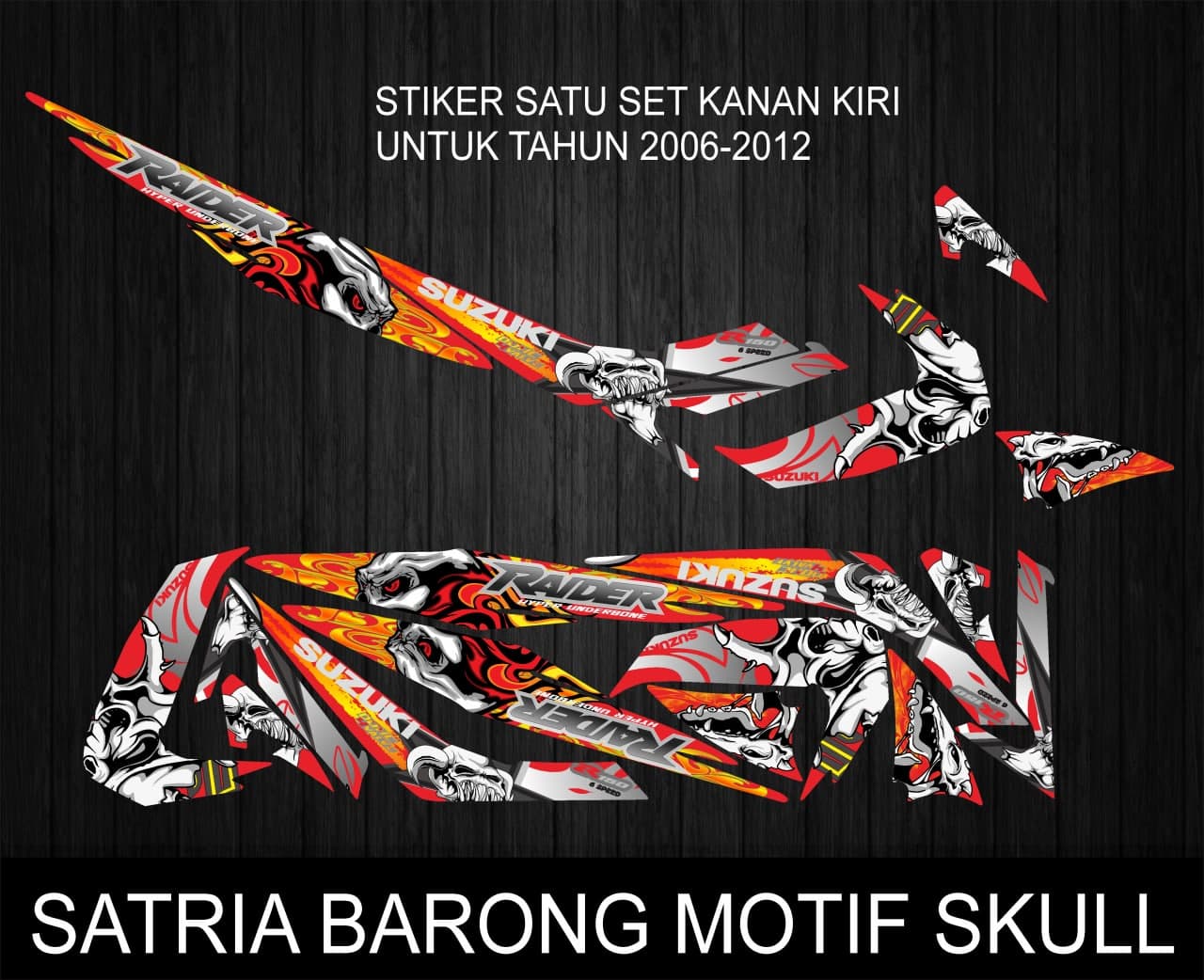 STIKER STRIPING DECAL SATRIA FU BARONG TAHUN 2006-2012 MOTIF SKULL ...