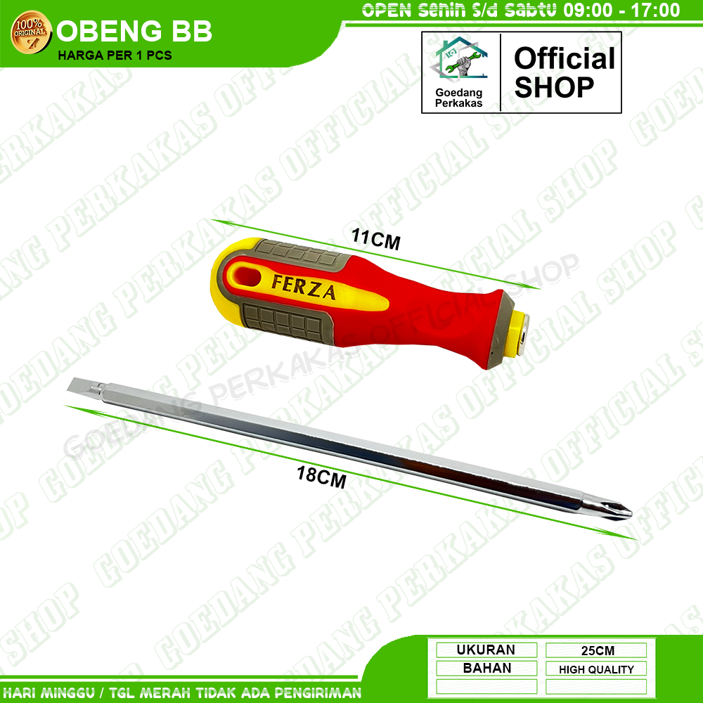 Obeng Plus Minus Magnet Bolak Balik 6" Gagang Karet Ferza | Lazada ...