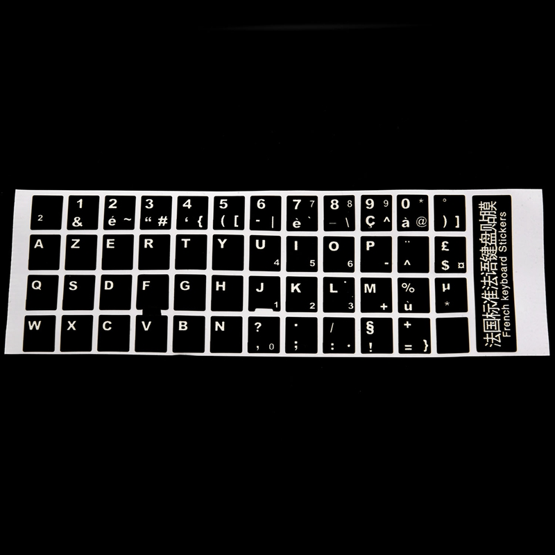 White Letters French Azerty Keyboard Sticker Cover Black for Laptop PC ...