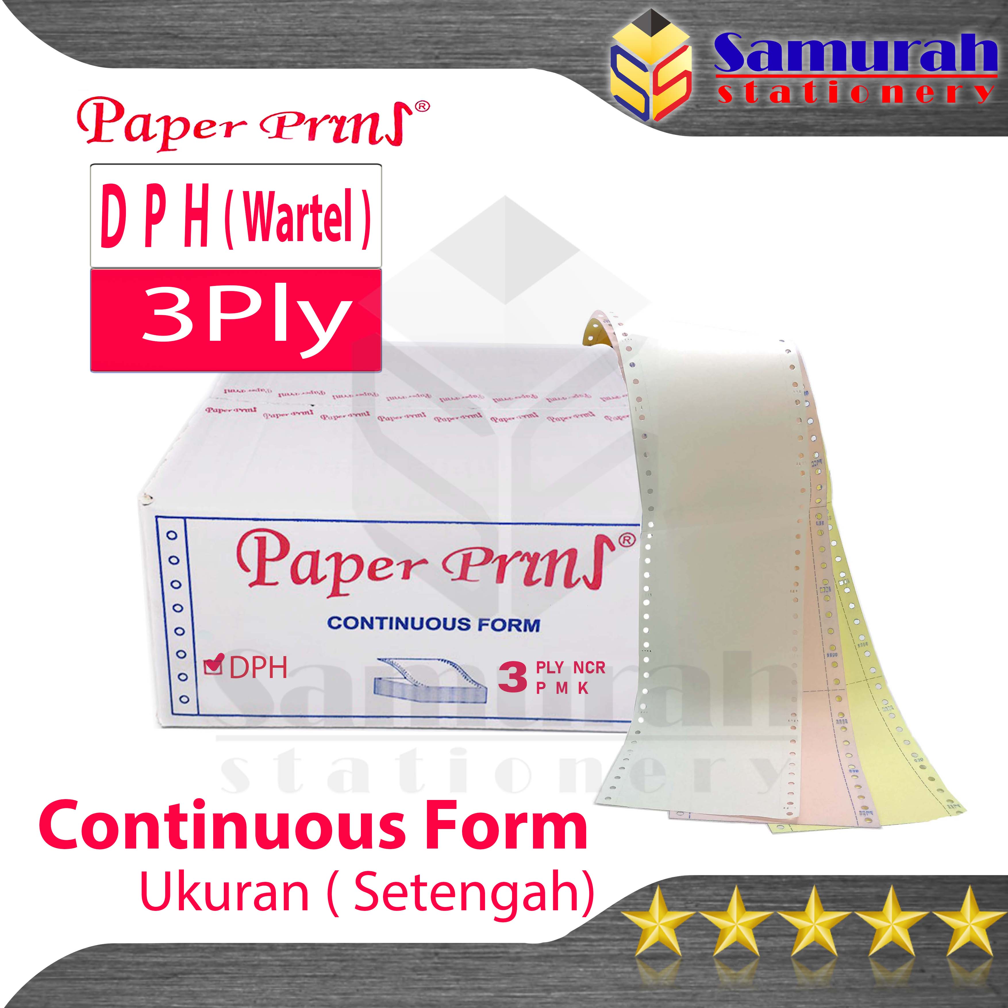 Kertas Continuous Form Paper Prins 9,5/2 x 11/2 ( Wartel ) K3 Ply DPH ...