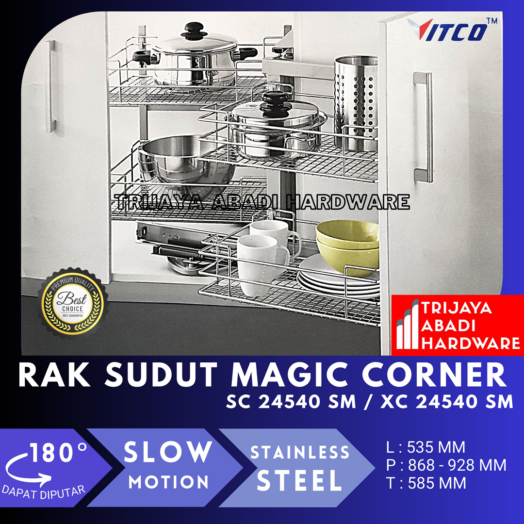 Rak Sudut Magic Corner 2 Susun Slow Motion Stainless Chrome Vitco ...
