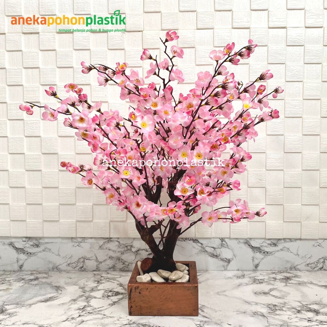 Pohon Bonsai Sakura Artificial Bunga Mei Hua Tanaman Hias Plastik ...