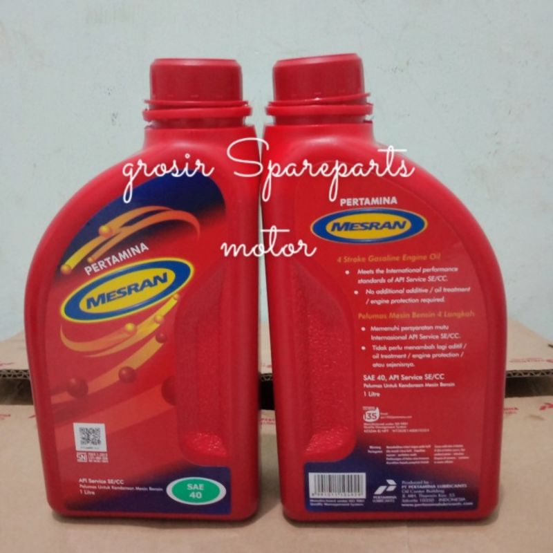 OLI MESRAN 40 PERTAMINA 1 LITER ISI 20 BOTOL PER DUS 1 DUS | Lazada ...
