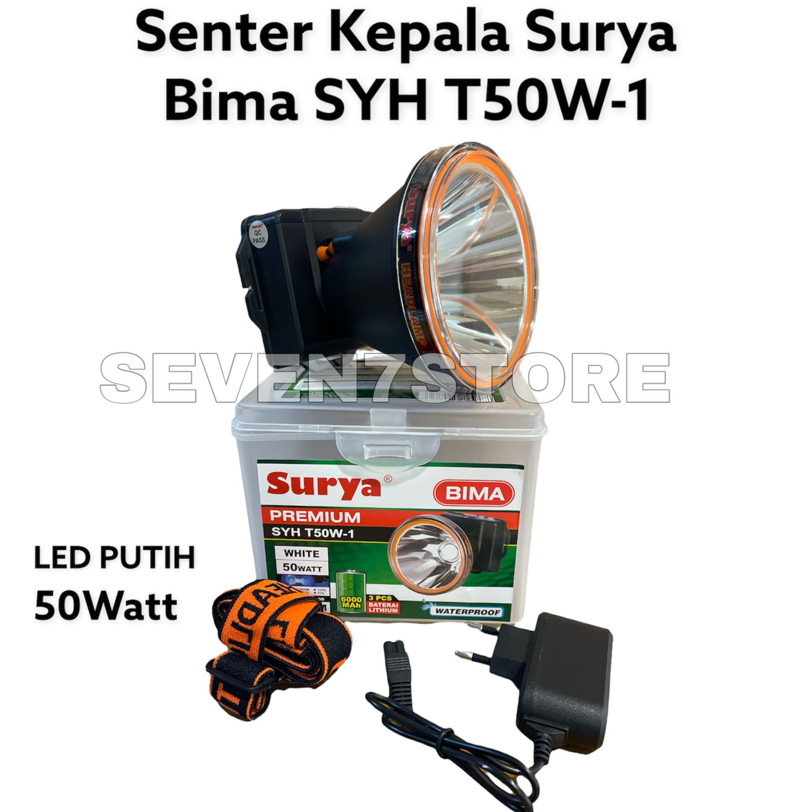 Senter Kepala Surya LED Super Terang Lithium Lampu PUTIH SYH T50W-1 ...