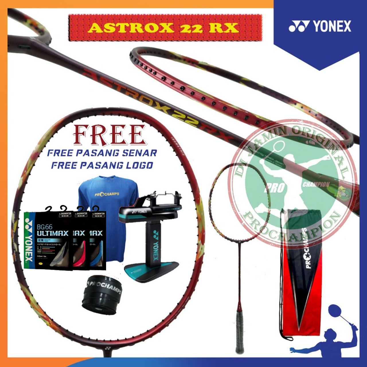 YONEX ASTROX 22 RX RAKET BADMINTON ORIGINAL ( PAKET BG 66 JEPANG ...