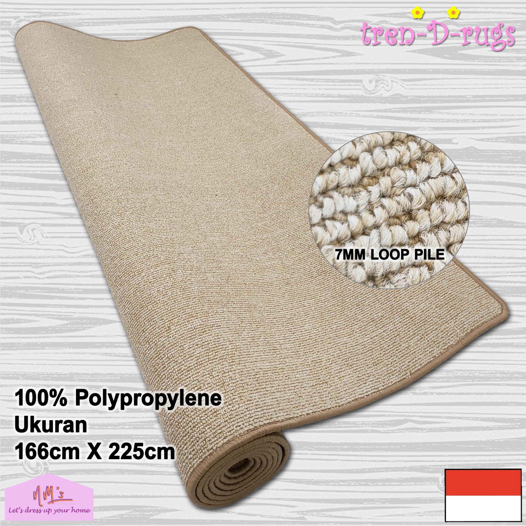 Karpet polypropylene polos tuffted loop pile lantai ruang tamu tidur ...